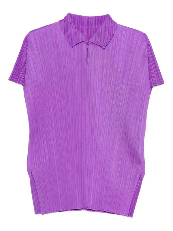Issey Miyake Pleated Collared Polo Shirt