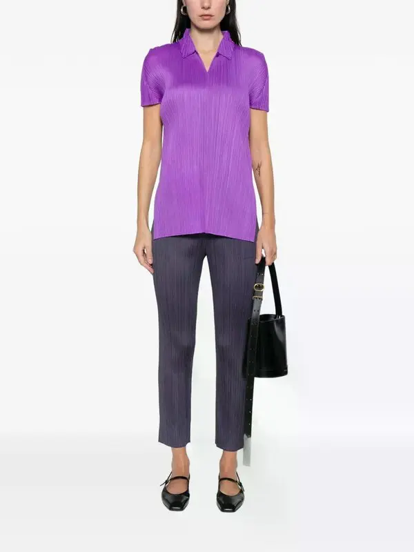 Issey Miyake Pleated Collared Polo Shirt