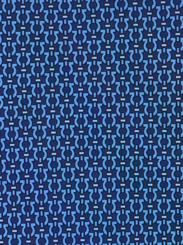FERRAGAMO Gancini Print Silk Neck Tie - Blue
