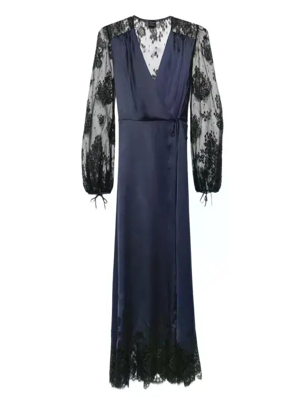 Carine Gilson Lace-detail Silk Nightdress - Blue