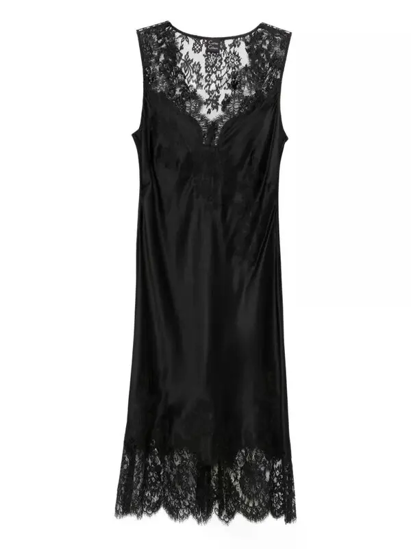 Carine Gilson Lace V-neckline Slip Dress - Black