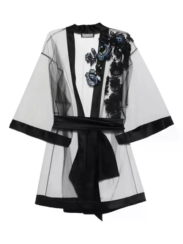 Carine Gilson Embroidered Short-sleeves Robe