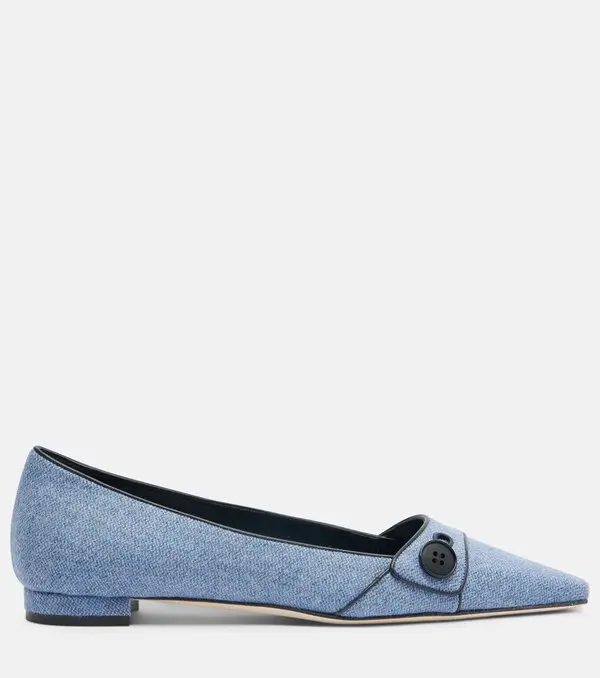 Manolo Blahnik Lulamae Herringbone Ballet Flats - Blue