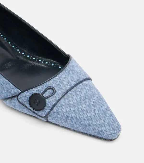 Manolo Blahnik Lulamae Herringbone Ballet Flats - Blue