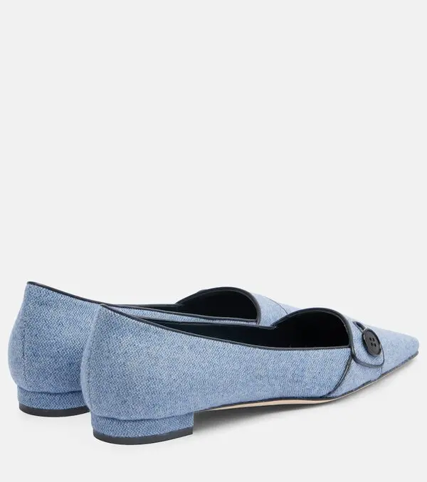 Manolo Blahnik Lulamae Herringbone Ballet Flats - Blue