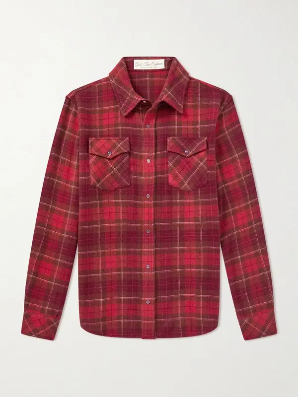 GOD'S TRUE CASHMERE Love Checked Cashmere Shirt