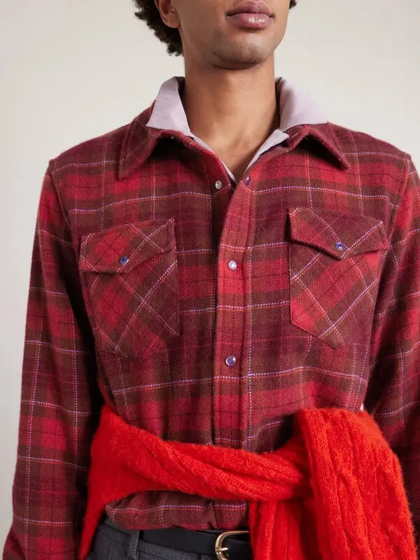 GOD'S TRUE CASHMERE Love Checked Cashmere Shirt