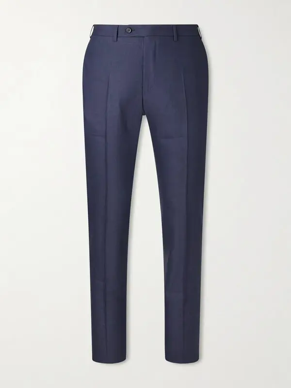 Canali Tapered Linen And Wool-blend Suit Trousers