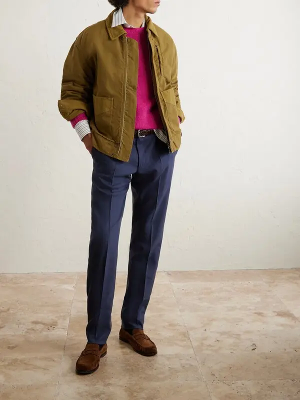Canali Tapered Linen And Wool-blend Suit Trousers