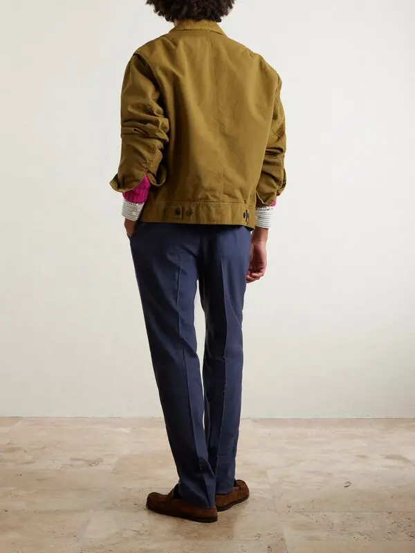 Canali Tapered Linen And Wool-blend Suit Trousers