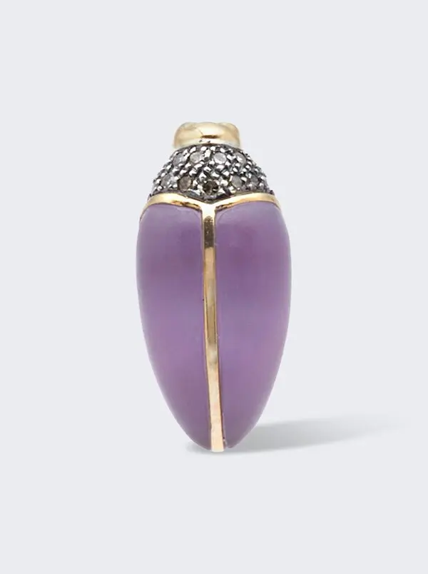 BIBI VAN DER VELDEN Mini Scarab Amethyst Stud Earring - Yg