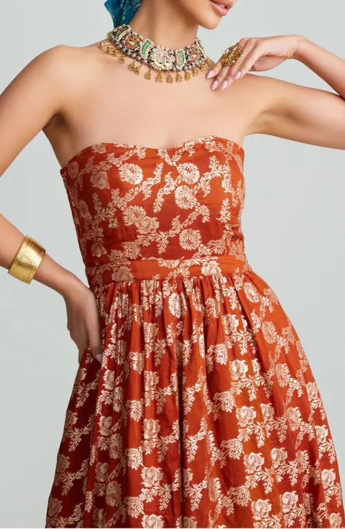 HOLICHIC Amber Metallic Embroidery Strapless Gown