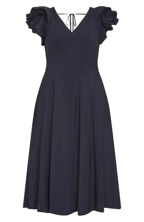 City Chic Ila Flutter Sleeve Midi Dress