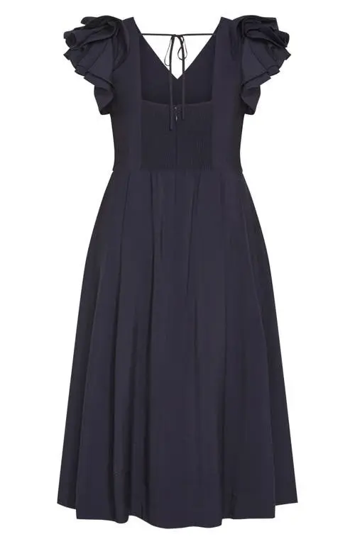 City Chic Ila Flutter Sleeve Midi Dress