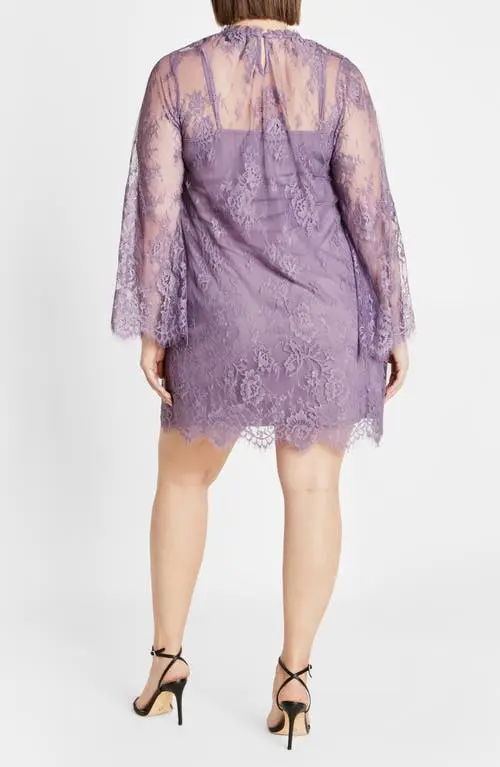 City Chic Zelda Lace Mini Dress - Lilac Lace