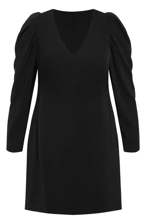 City Chic Long Sleeve Puff Shoulder Dress