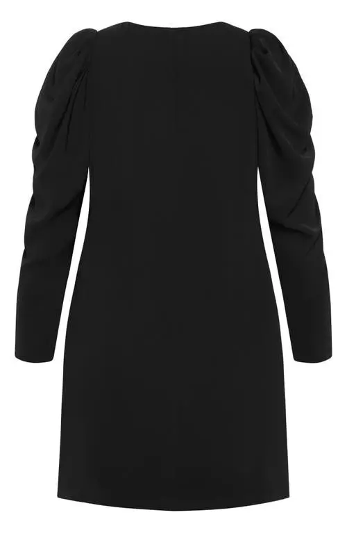 City Chic Long Sleeve Puff Shoulder Dress