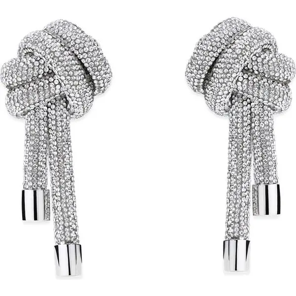 AREA Crystal Knot Drop Earrings - Clear Crystal/silver
