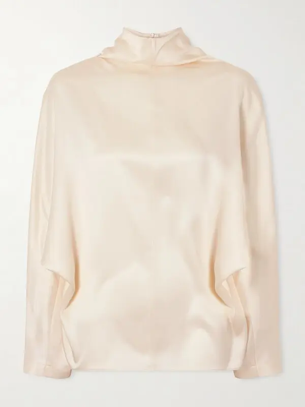 Brunello Cucinelli Silk-satin Turtleneck Blouse
