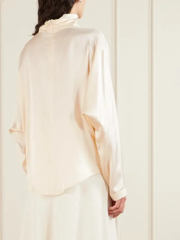 Brunello Cucinelli Silk-satin Turtleneck Blouse