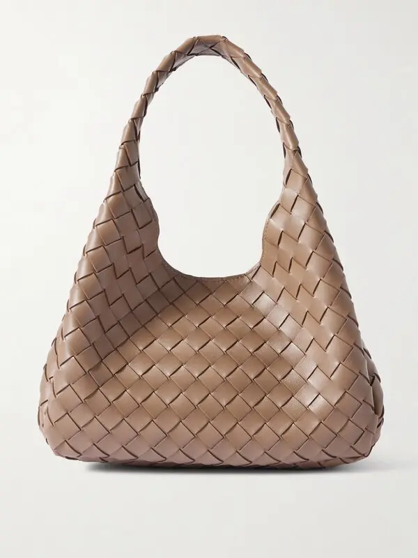 Bottega Veneta Campana Small Intrecciato Leather Shoulder Bag - Brown