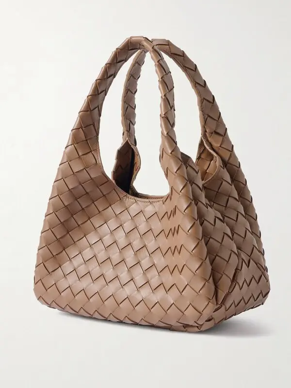 Bottega Veneta Campana Small Intrecciato Leather Shoulder Bag - Brown