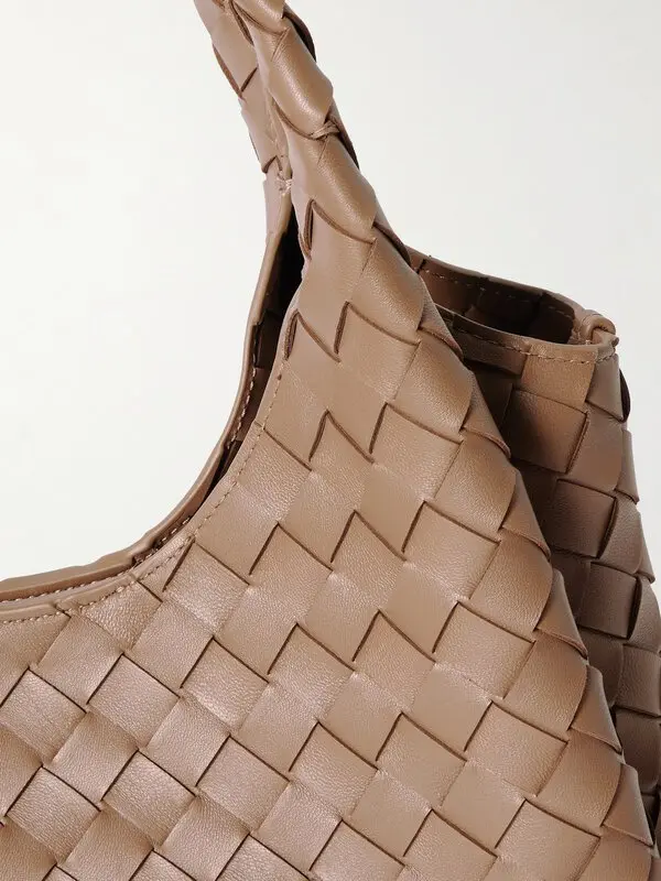Bottega Veneta Campana Small Intrecciato Leather Shoulder Bag - Brown