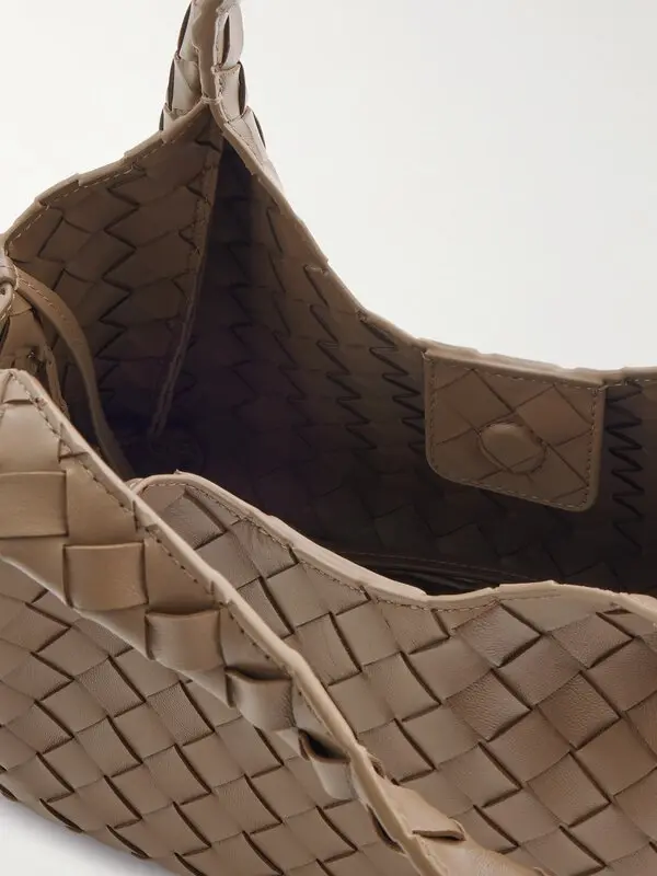 Bottega Veneta Campana Small Intrecciato Leather Shoulder Bag - Brown