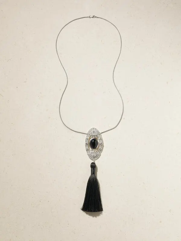 Juju Vera Vienna Sterling Silver, Onyx, And Diamond Necklace - Black