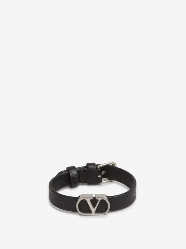 Valentino Garavani Vlogo Leather Bracelet - Silver