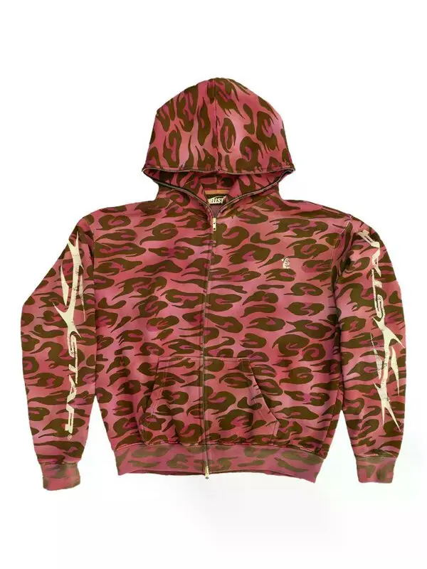 HELLSTAR Printed Zip-up Hoodie - Pink