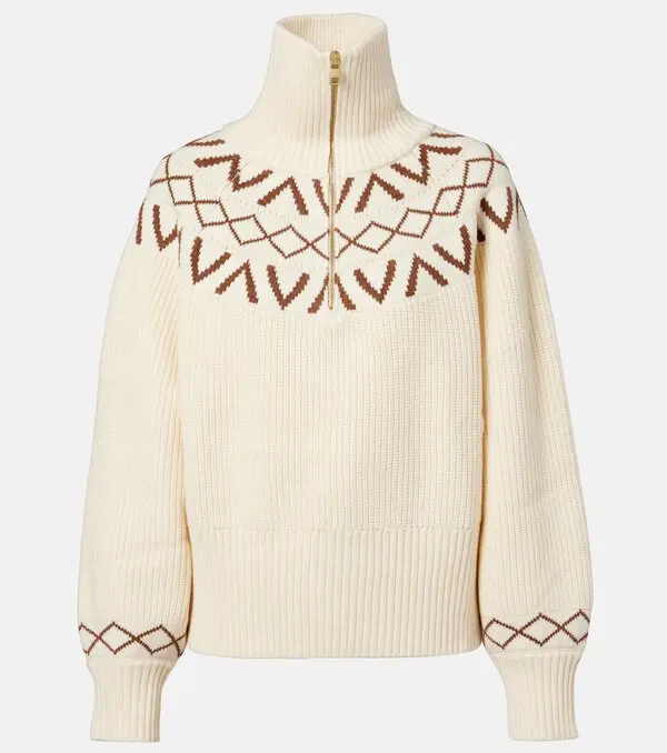 Varley Sigrid Ribbed-knit Half-zip Sweater - White