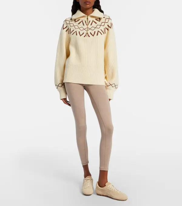 Varley Sigrid Ribbed-knit Half-zip Sweater - White