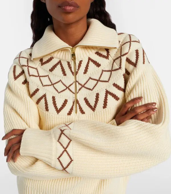 Varley Sigrid Ribbed-knit Half-zip Sweater - White