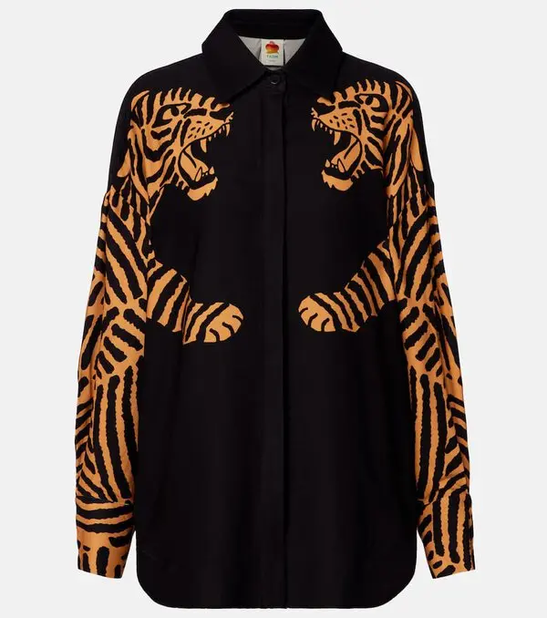 Farm Rio Tiger Print Rayon Shirt