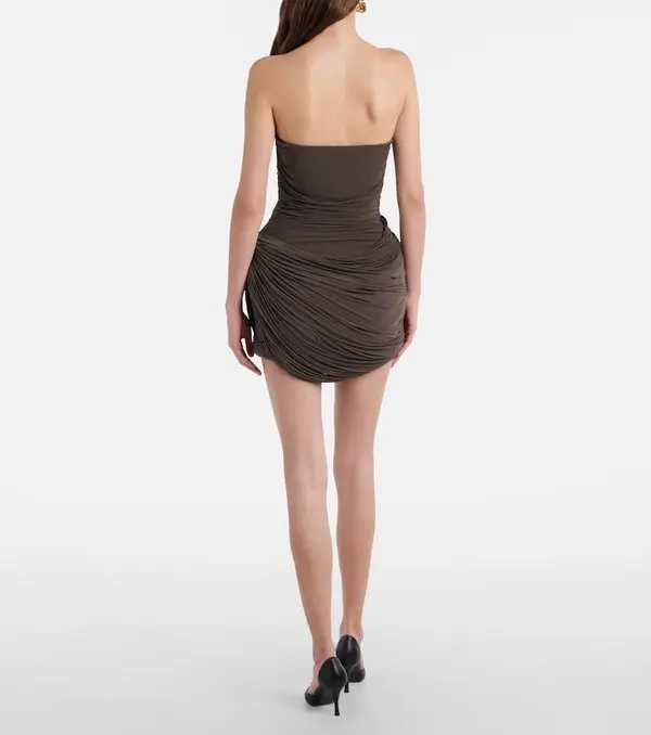 Magda Butrym Ruched Jersey Mini Dress - Brown