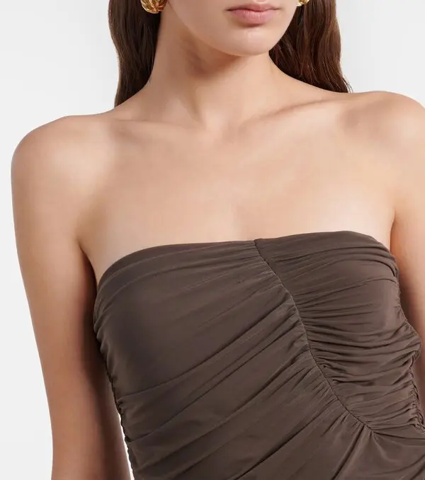 Magda Butrym Ruched Jersey Mini Dress - Brown