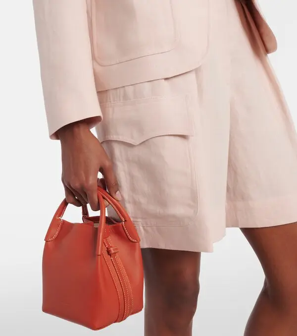 Loro Piana Bale Mini Leather Tote Bag - Orange