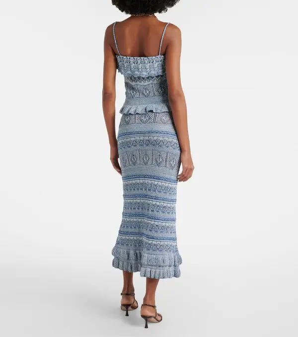 Etro Crochet Ruffled Cotton Midi Skirt