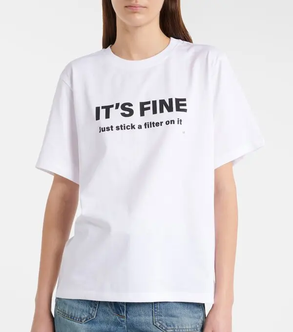 Victoria Beckham Printed Cotton Jersey T-shirt