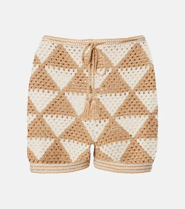 Anna Kosturova Majja Crochet Cotton Shorts - White