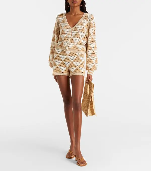 Anna Kosturova Majja Crochet Cotton Shorts - White