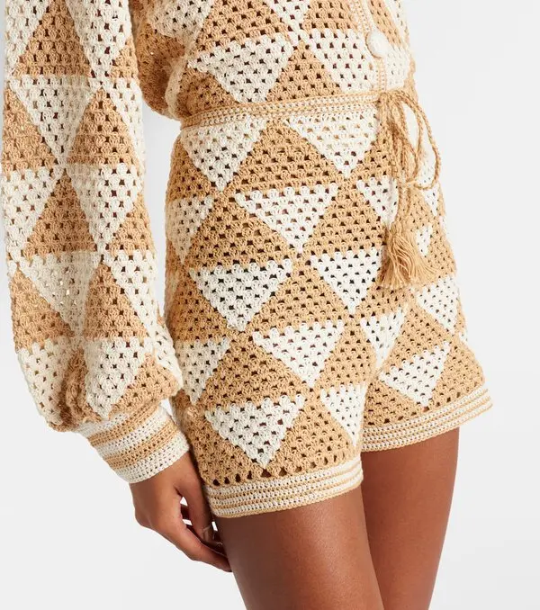 Anna Kosturova Majja Crochet Cotton Shorts - White