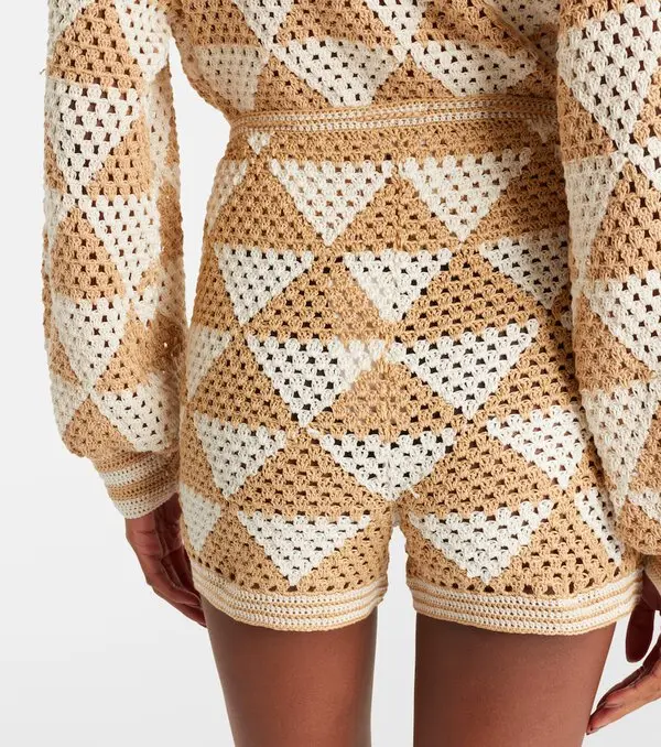 Anna Kosturova Majja Crochet Cotton Shorts - White