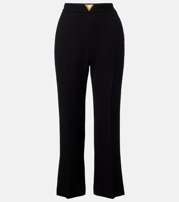 Valentino Garavani Vgold Virgin Wool Crêpe Straight Pants - Black