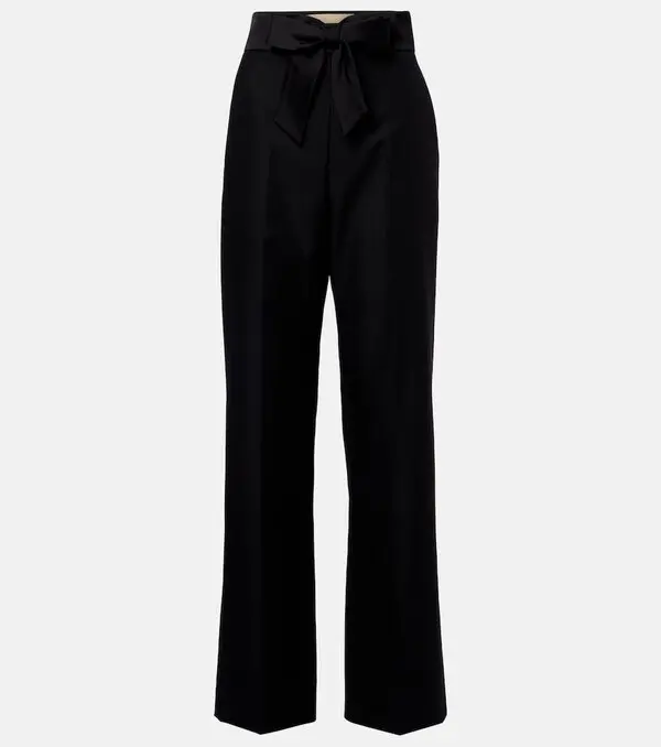 Valentino Garavani Wool And Mohair Straight Pants - Black