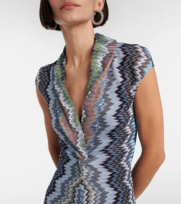Missoni Gathered Asymmetric Lamé Maxi Dress
