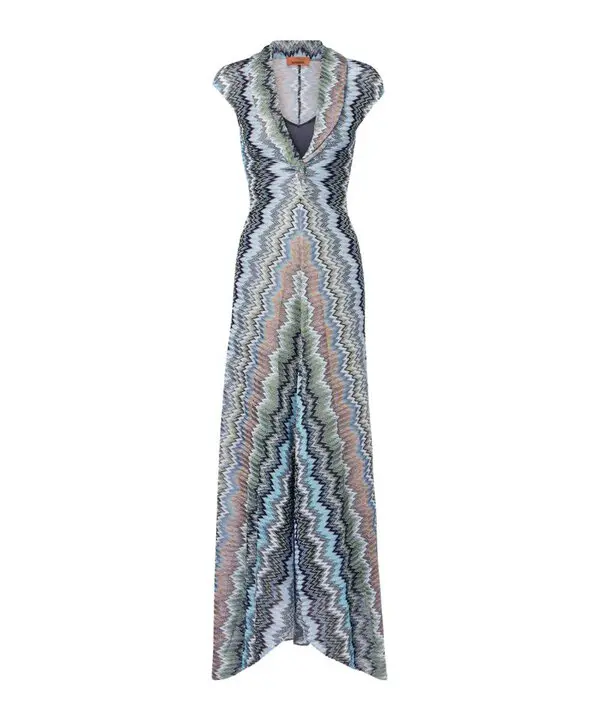 Missoni Gathered Asymmetric Lamé Maxi Dress - Multicoloured