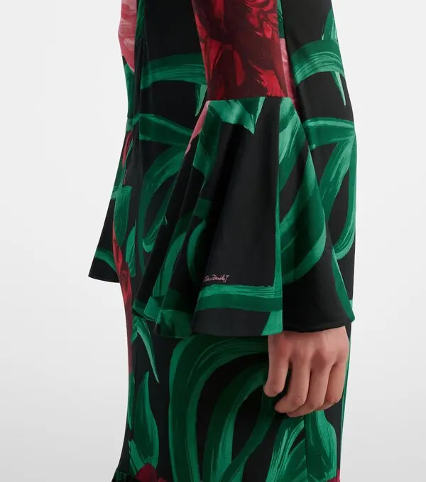 La DoubleJ Alba Floral Jersey Midi Dress - Black