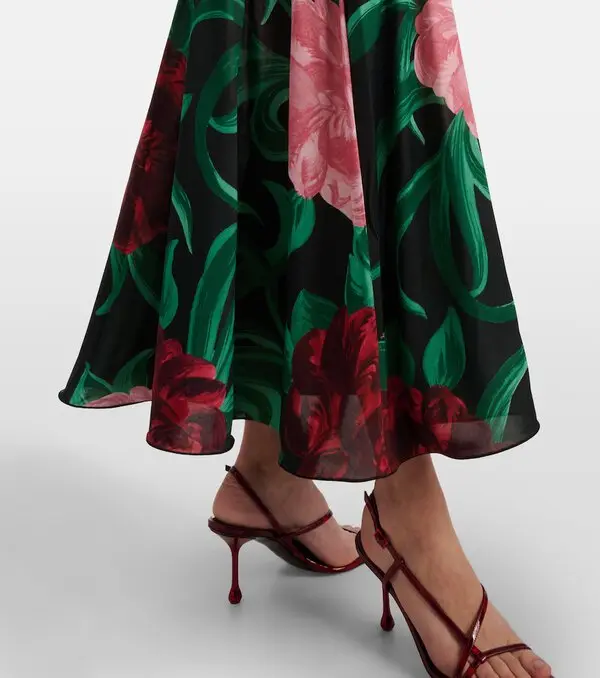 La DoubleJ Alba Floral Jersey Midi Dress - Black